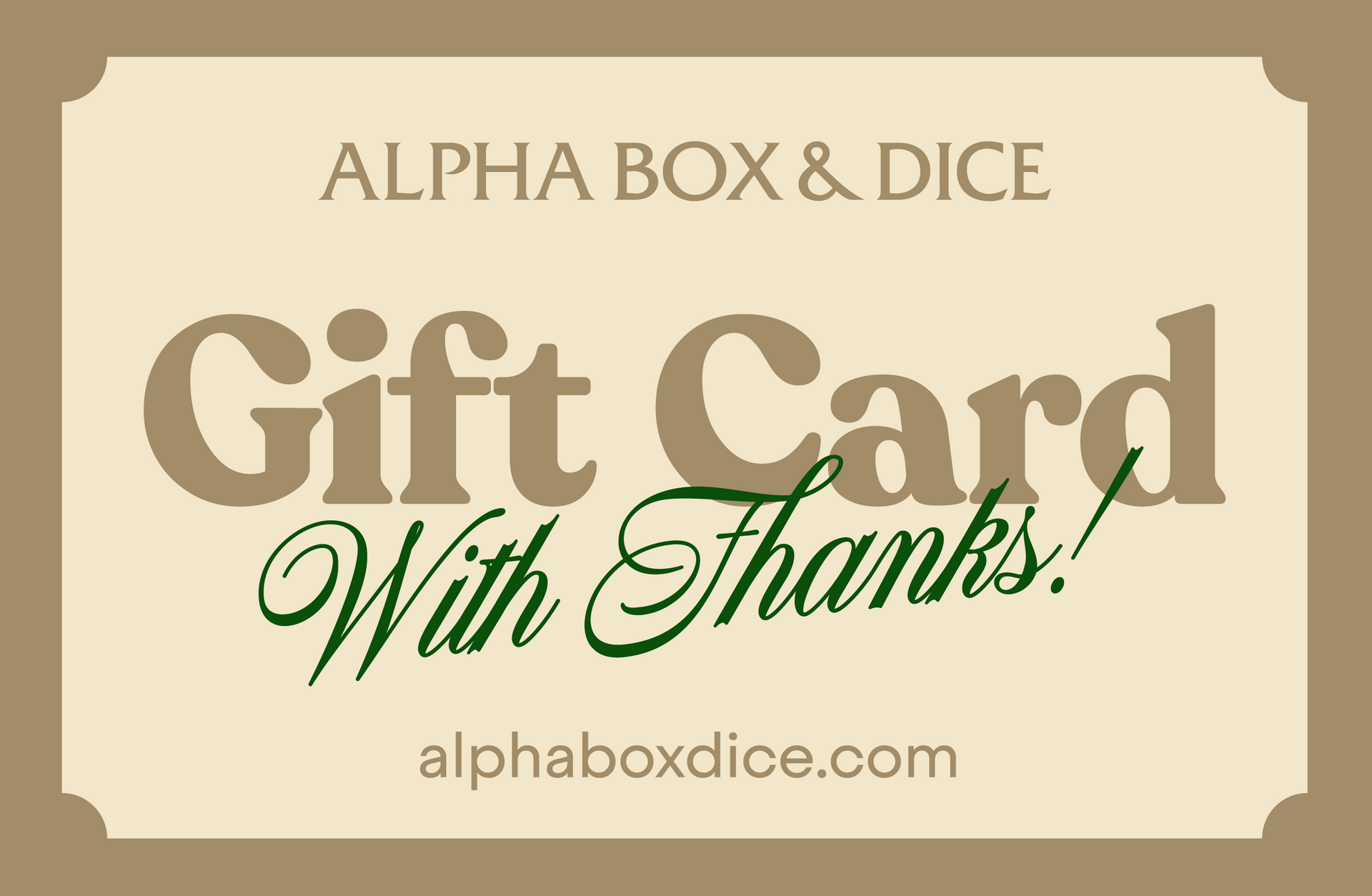 Alpha Box & Dice Online Gift Card